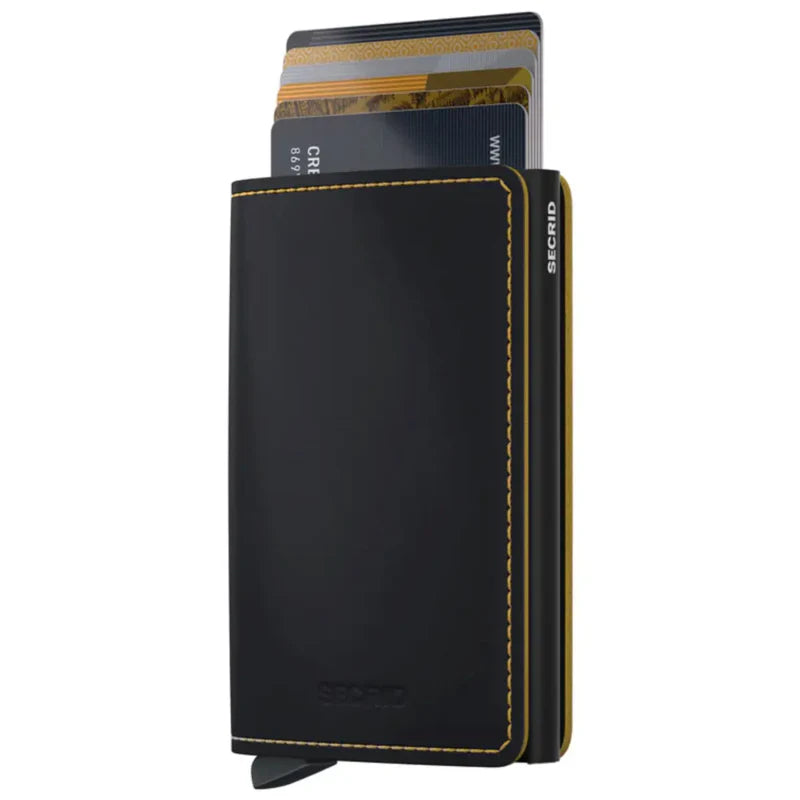 Secrid Slimwallet Compact RFID Wallet - Matte Black / Ochre – Blink ...
